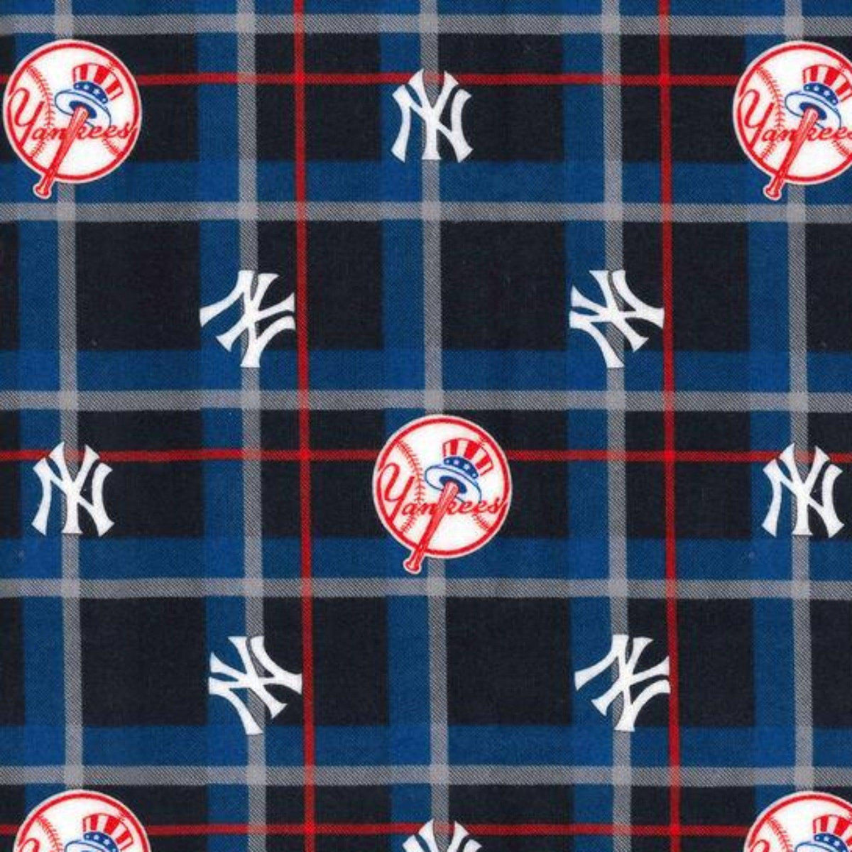MLB New York Yankees Flannel Fabric Plaid Block | Same Day Fabric